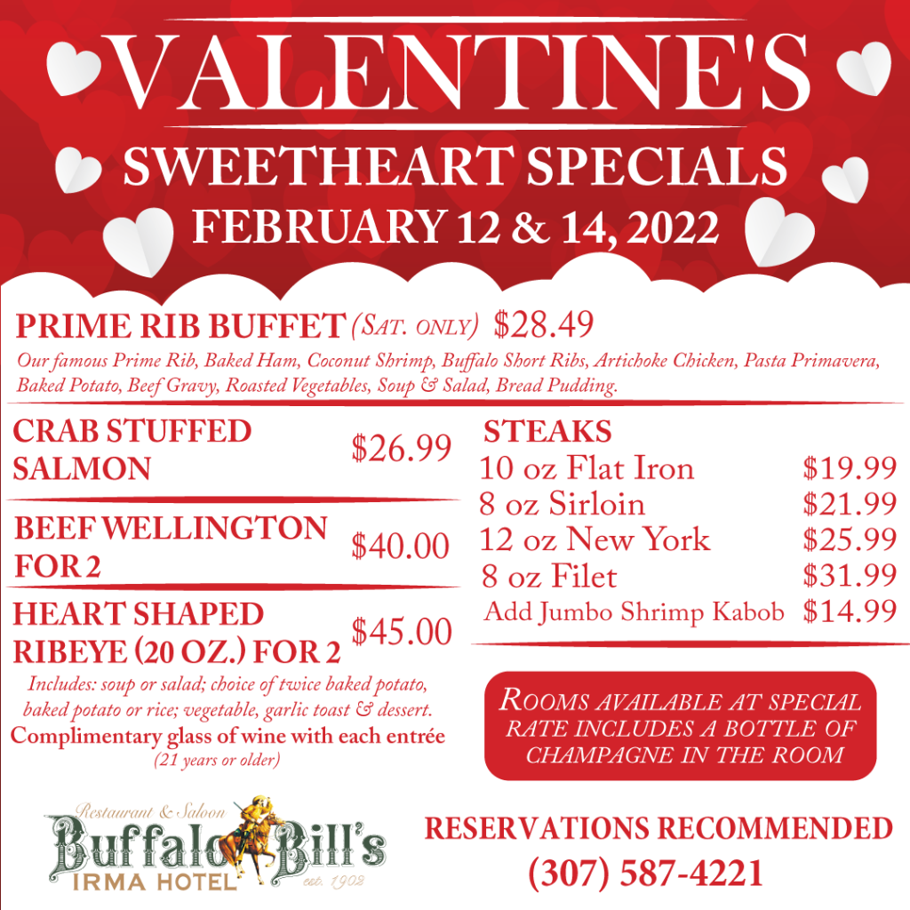 Valentines Day Menu 2022 | Irma Emporium